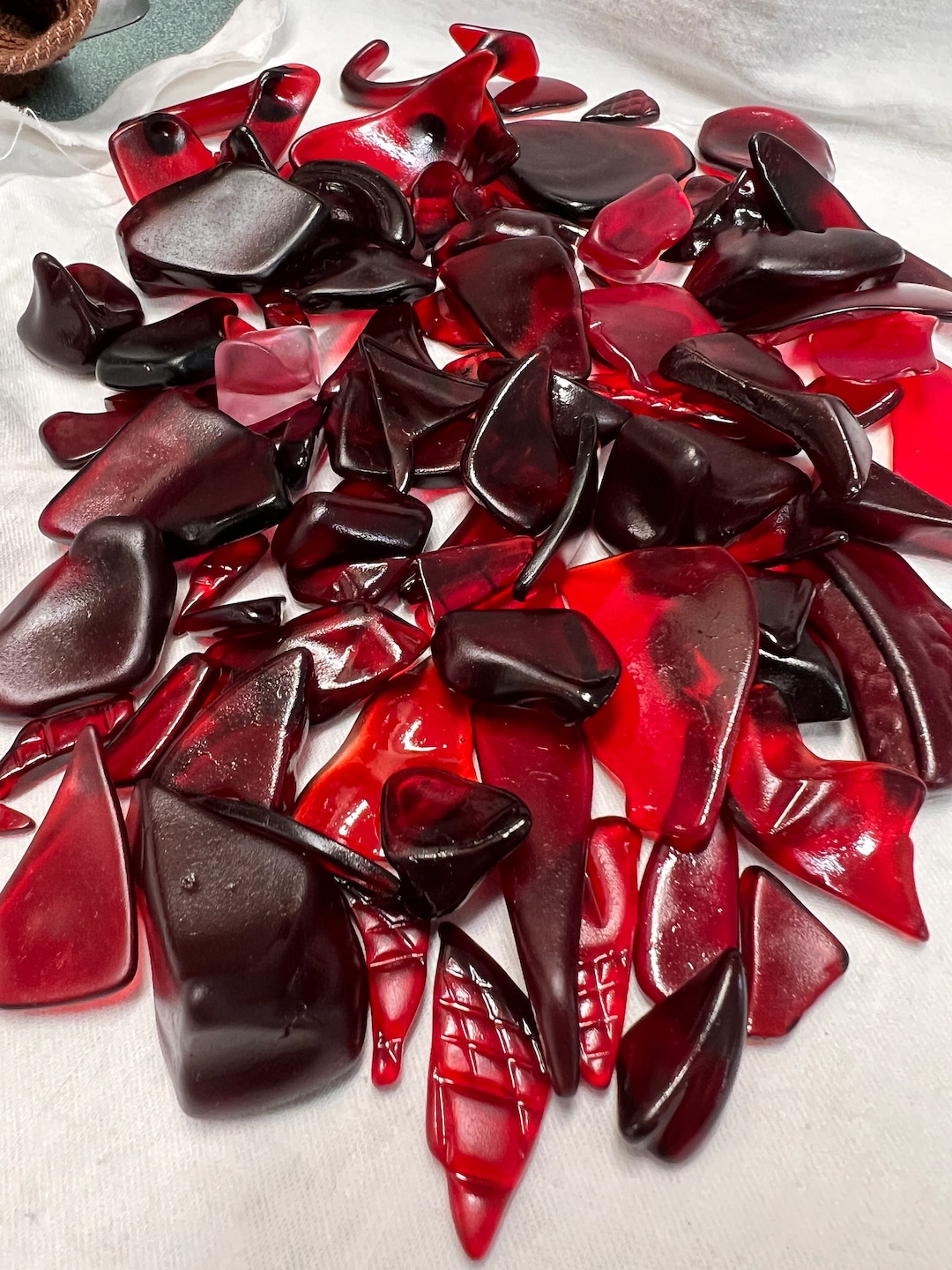 Large Red Sea Glass Decor: Handmade Tumbled Beach Treasure for Coastal ...
