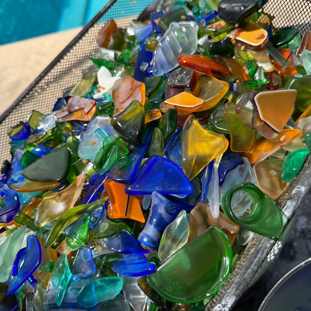 1 Lb Colorful Tumbled Glass for Beach Decor, Ocean Art Projects ...