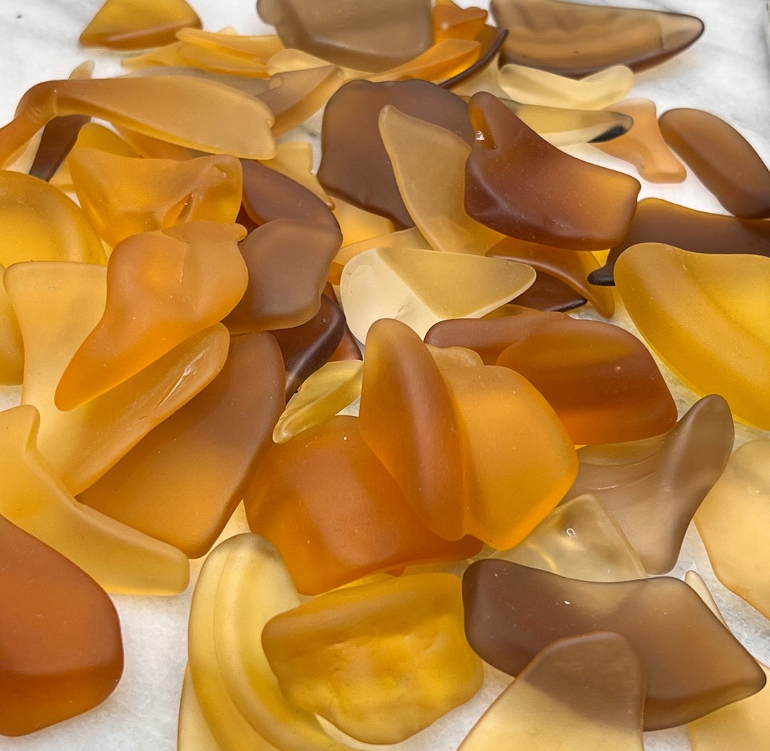 Amber Glass, Rock Tumbler, Jewelry Making Sea Glass, Bulk Glass, Amber ...