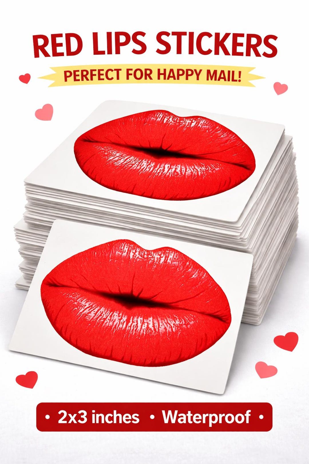 Red Lips Stickers 2x3 – Valentine Packaging Stickers – Happy Mail ...