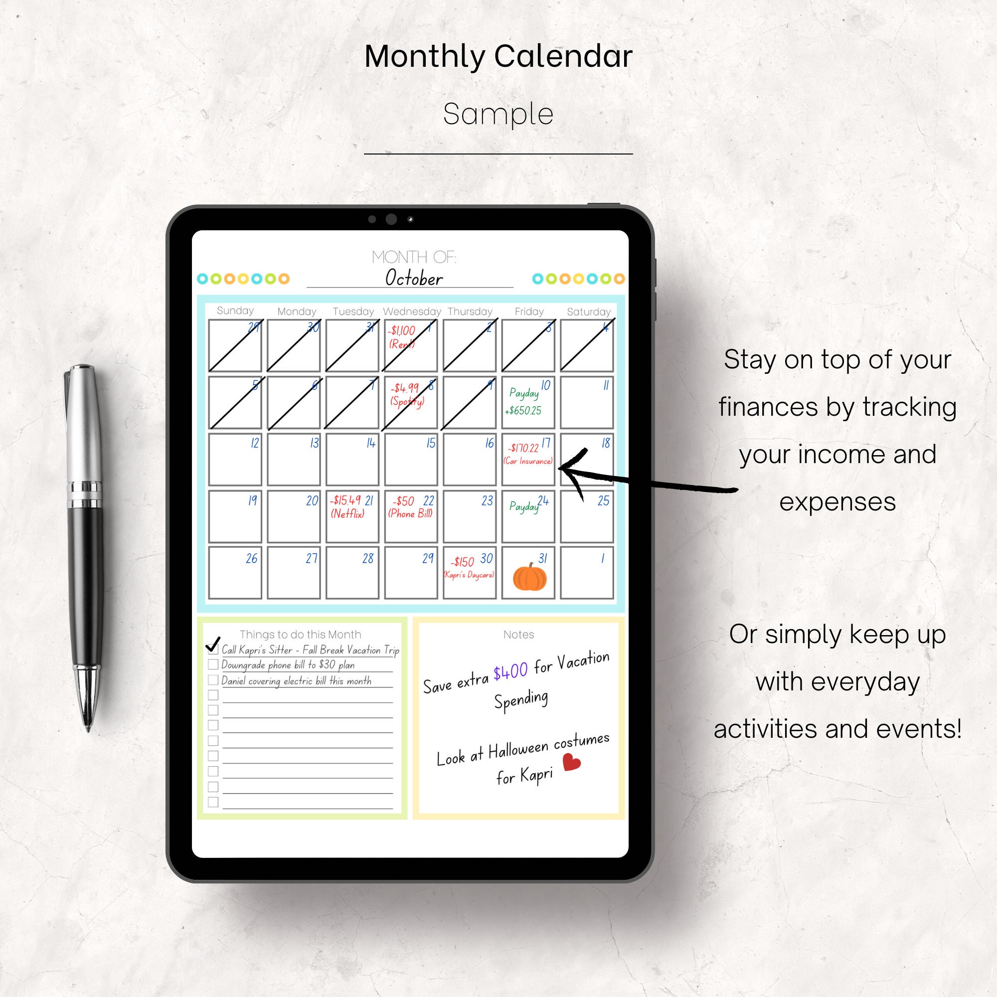 Monthly Budget Printable | Finance Printable | Monthly Digital Planner ...
