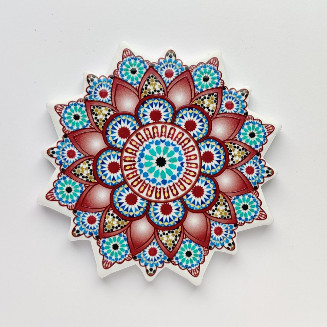 Colourful Elegant Shaped Ceramic Moroccan Design Coasters Geometric ...