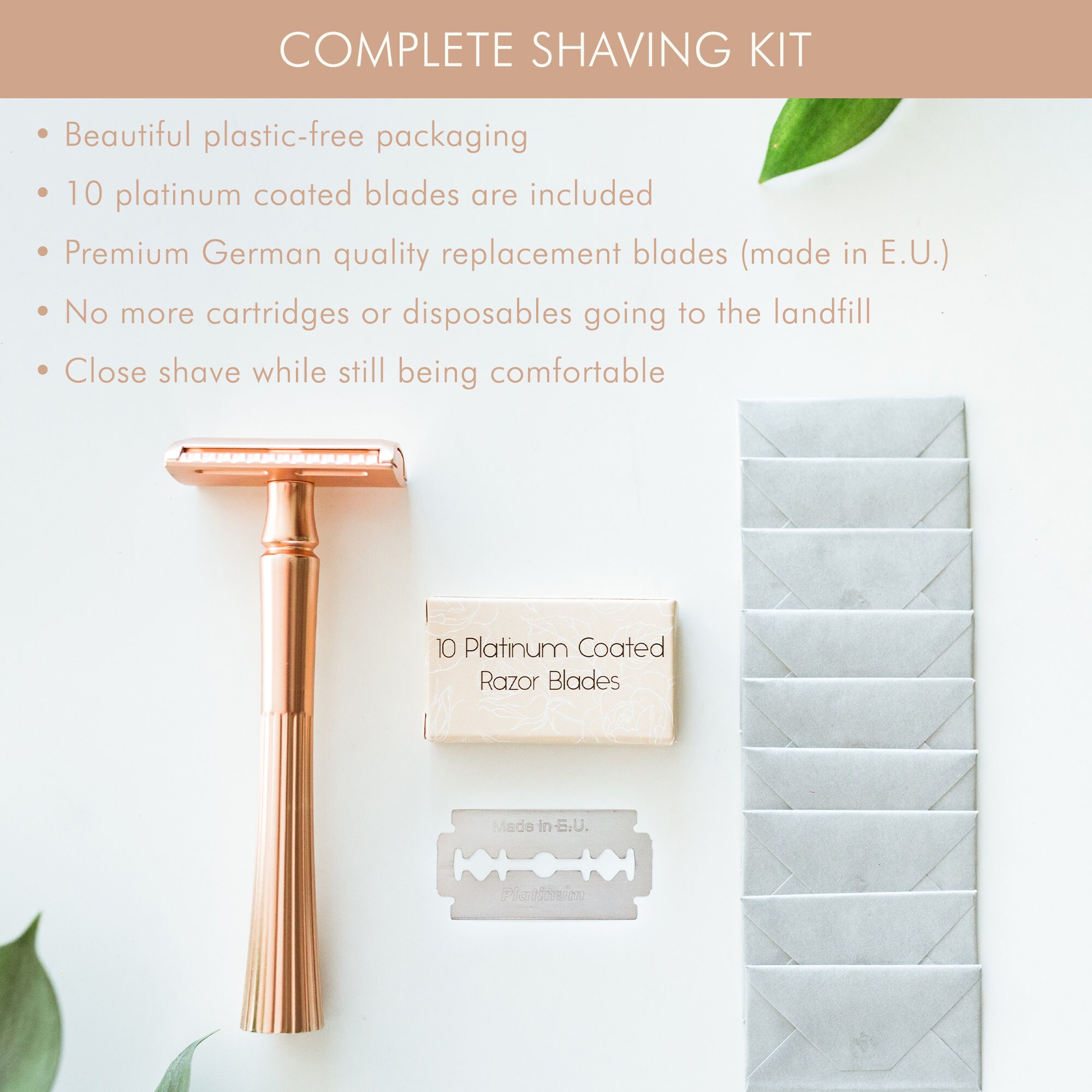 Women's Rose Gold Safety Razor & 10 Blades Sustainable | Etsy