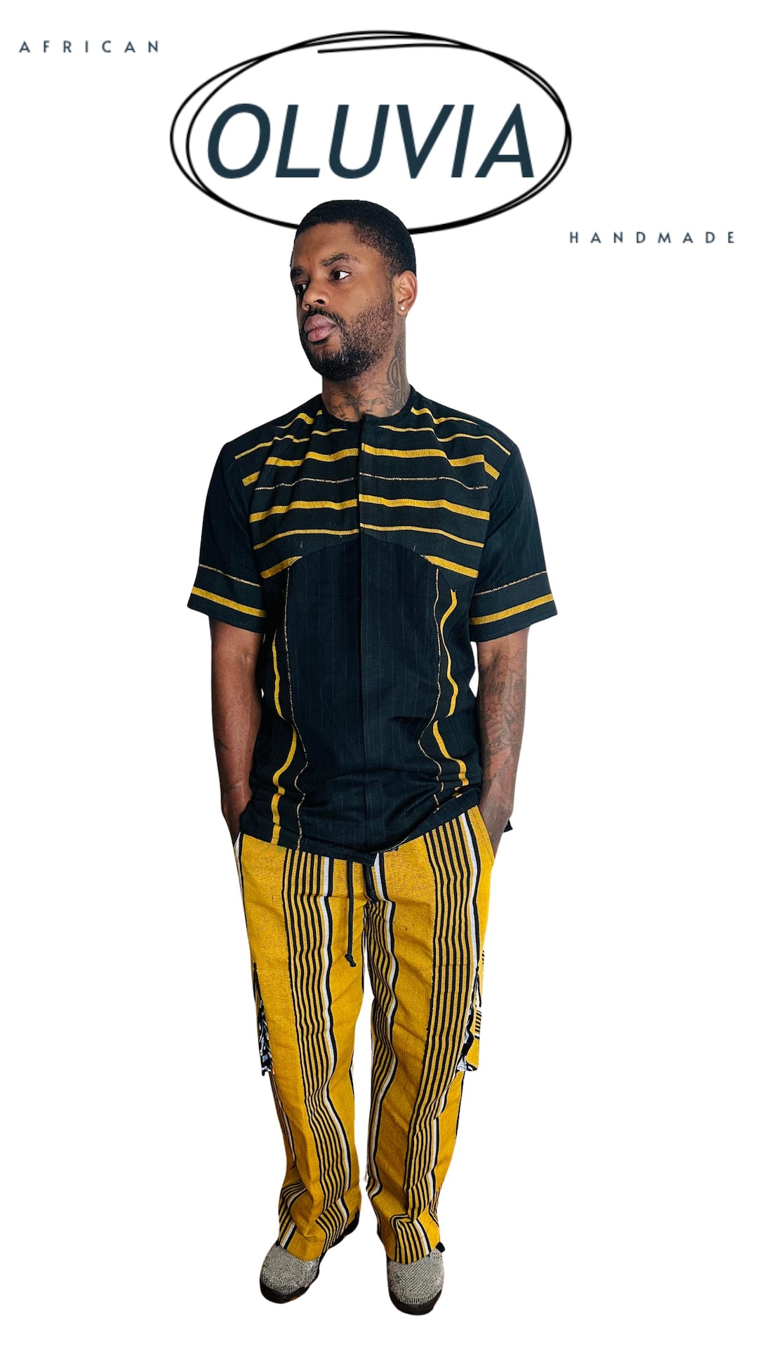 Unisex Gold and Black Aso Oke Pants - Etsy