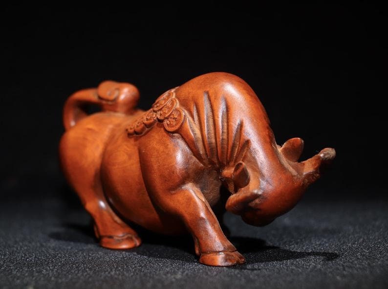 China's ancient natural boxwood bronze coin ox statue is | Etsy