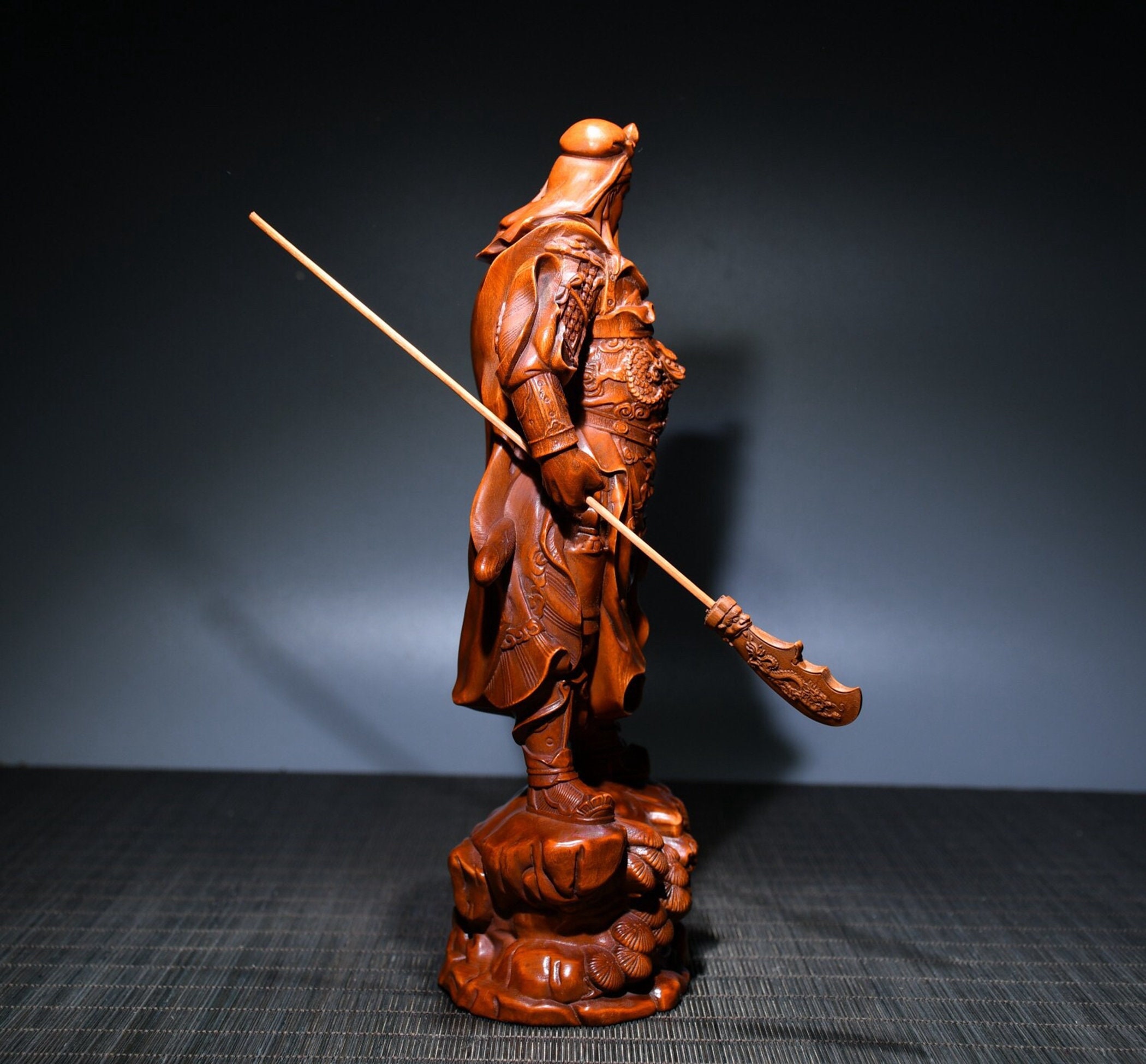 Purely Hand Carved Boxwood Guan Gong Statue.9 - Etsy