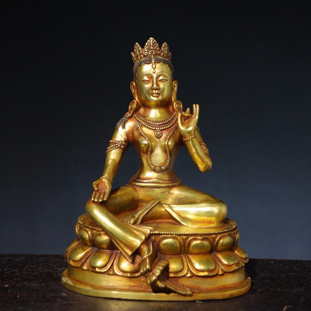 Chinese Antique Pure Copper green Tara Buddha Statue - Etsy
