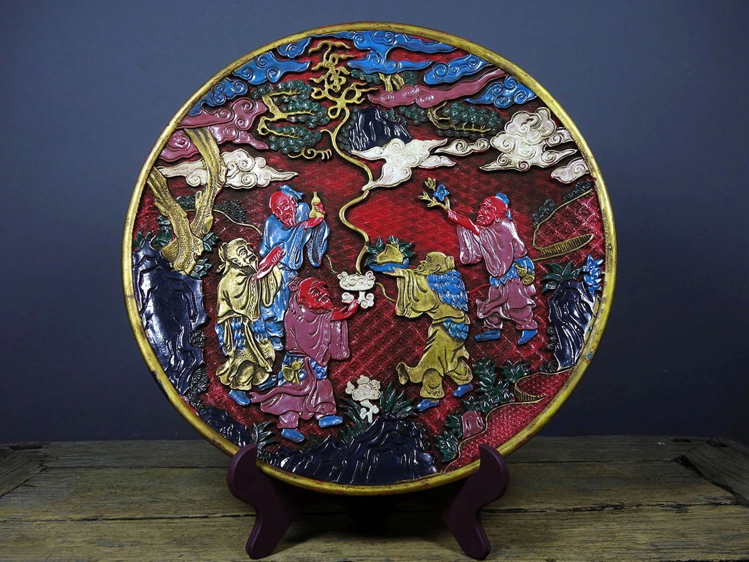 Chinese Antique and Ancient Method Crimson Painted Lacquerware Plate - Etsy
