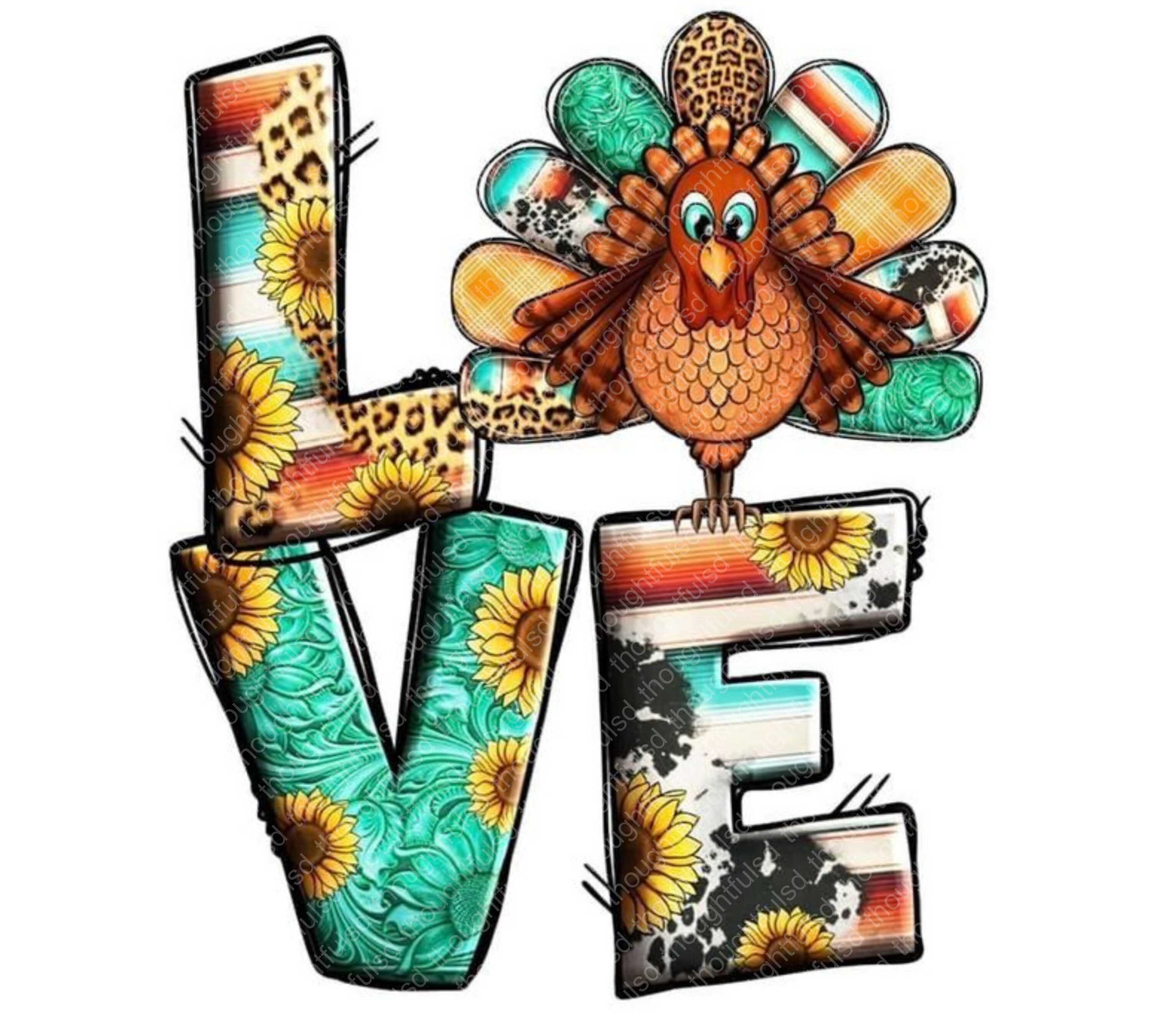Love Turkey Fall Sublimation Design, PNG File, Digital Download ...