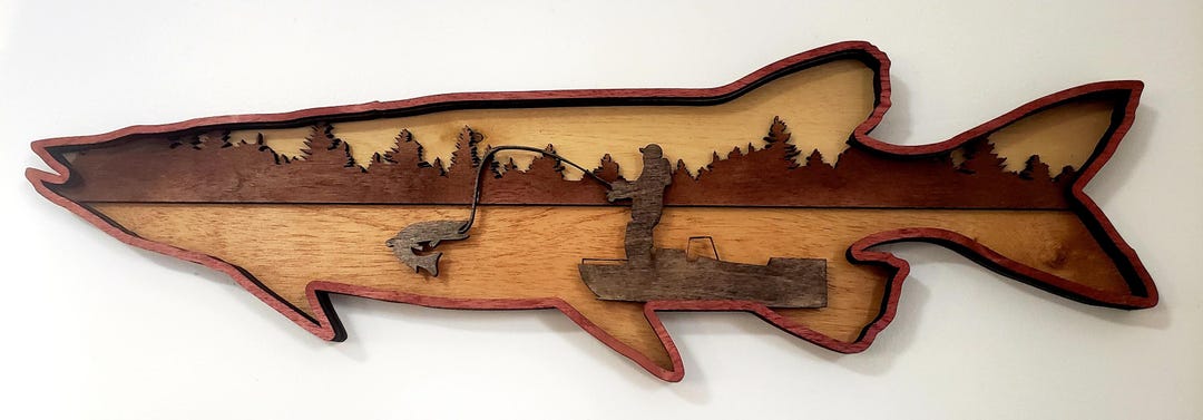 4 Layer Musky Fish Plaque (lightburn,svg,dxf Software) - Etsy