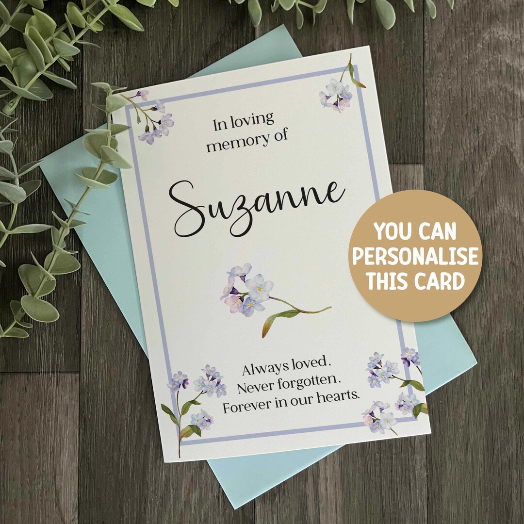 Personalised A5 Bereavement Card With Forget Me Not Flowers, in Loving ...