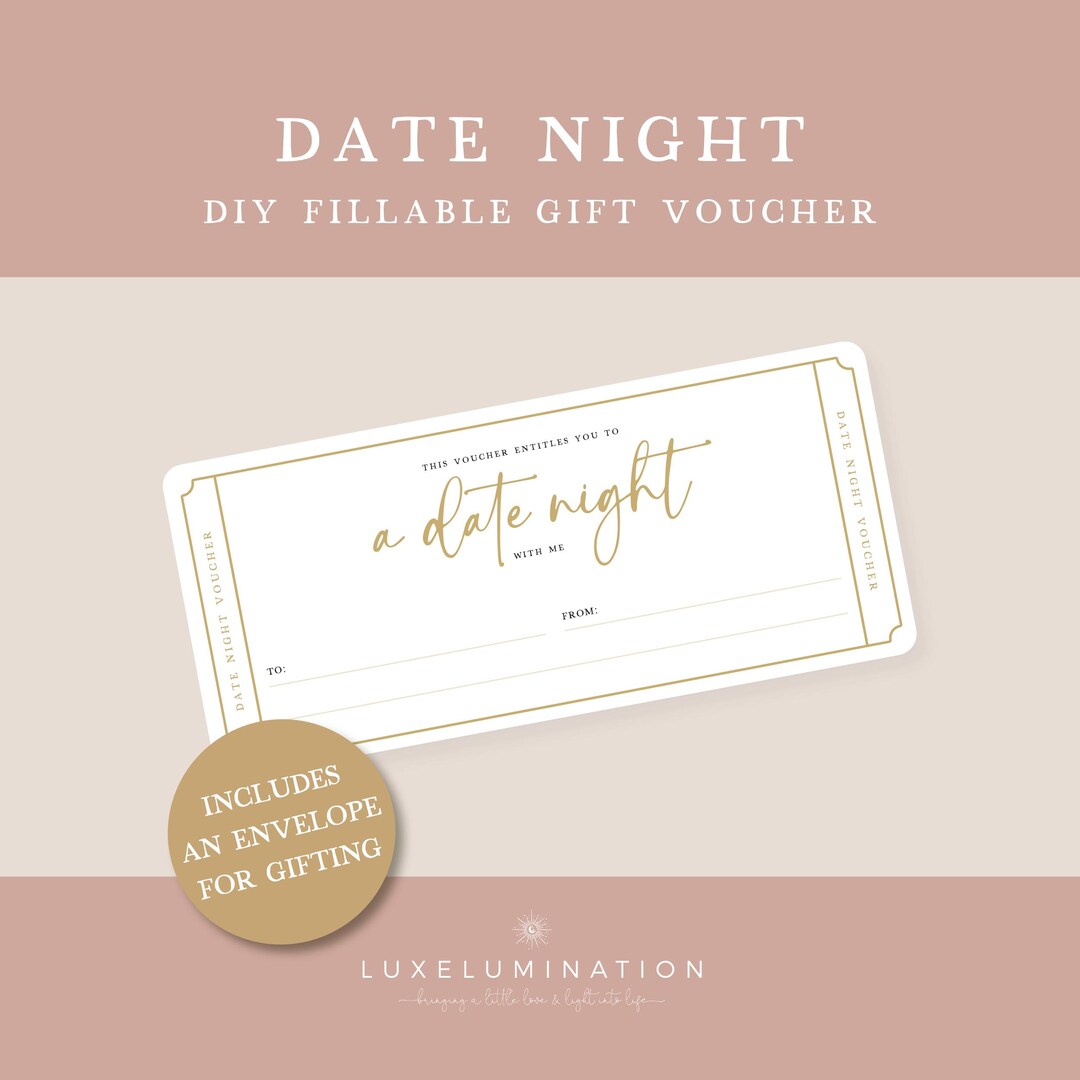 Date Night Voucher, DIY Fillable Voucher Reveal Ticket - Etsy UK