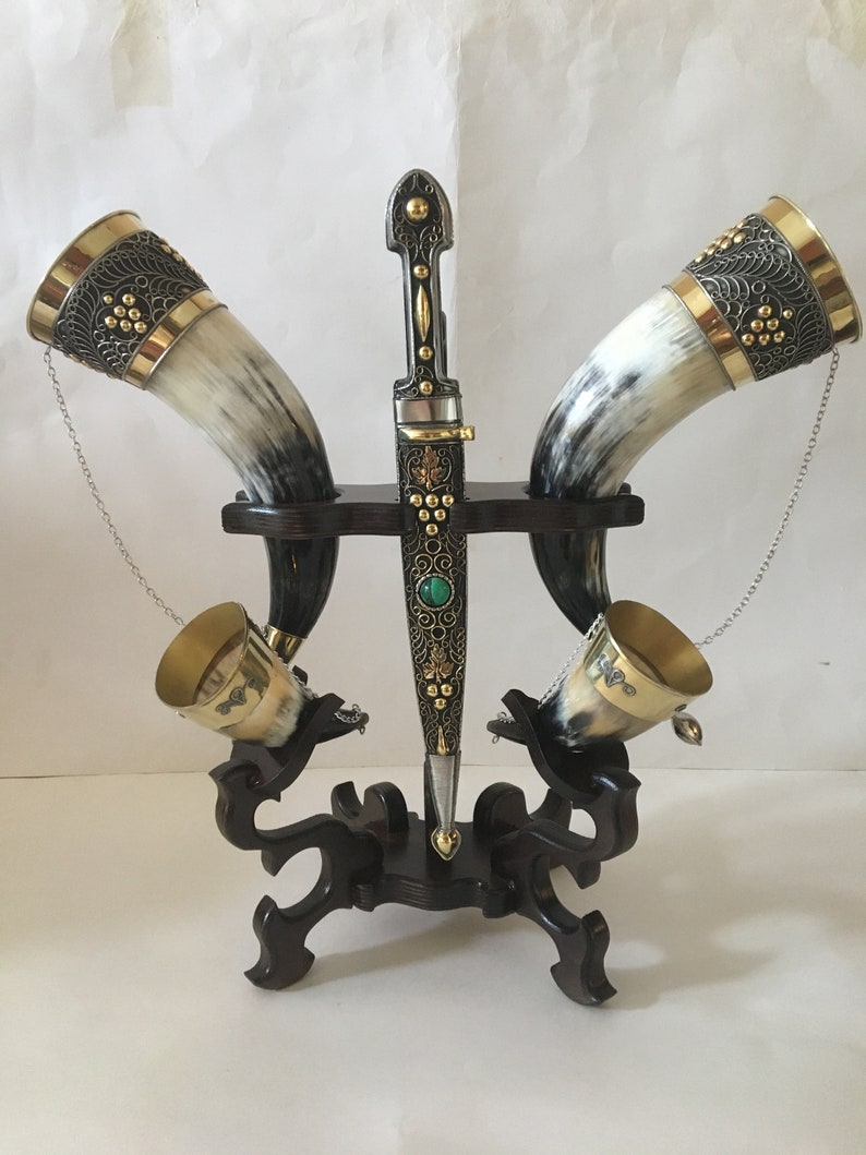 Drinking Horns With Stand for Weddinghandmade Daggerdrinking - Etsy