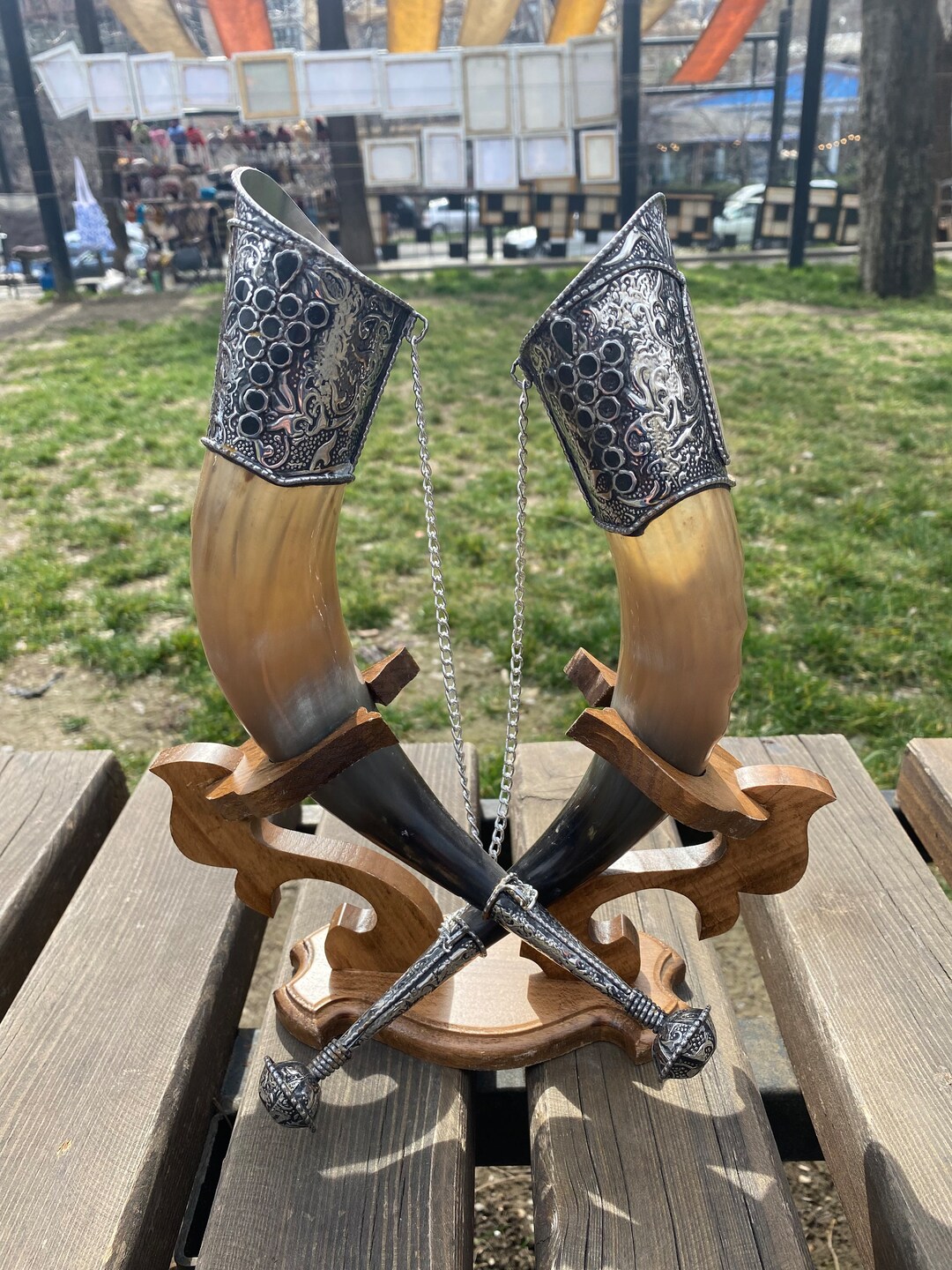 Drinking Horns With Stand for Wedding,drinking Horn Mug,viking Drinking ...