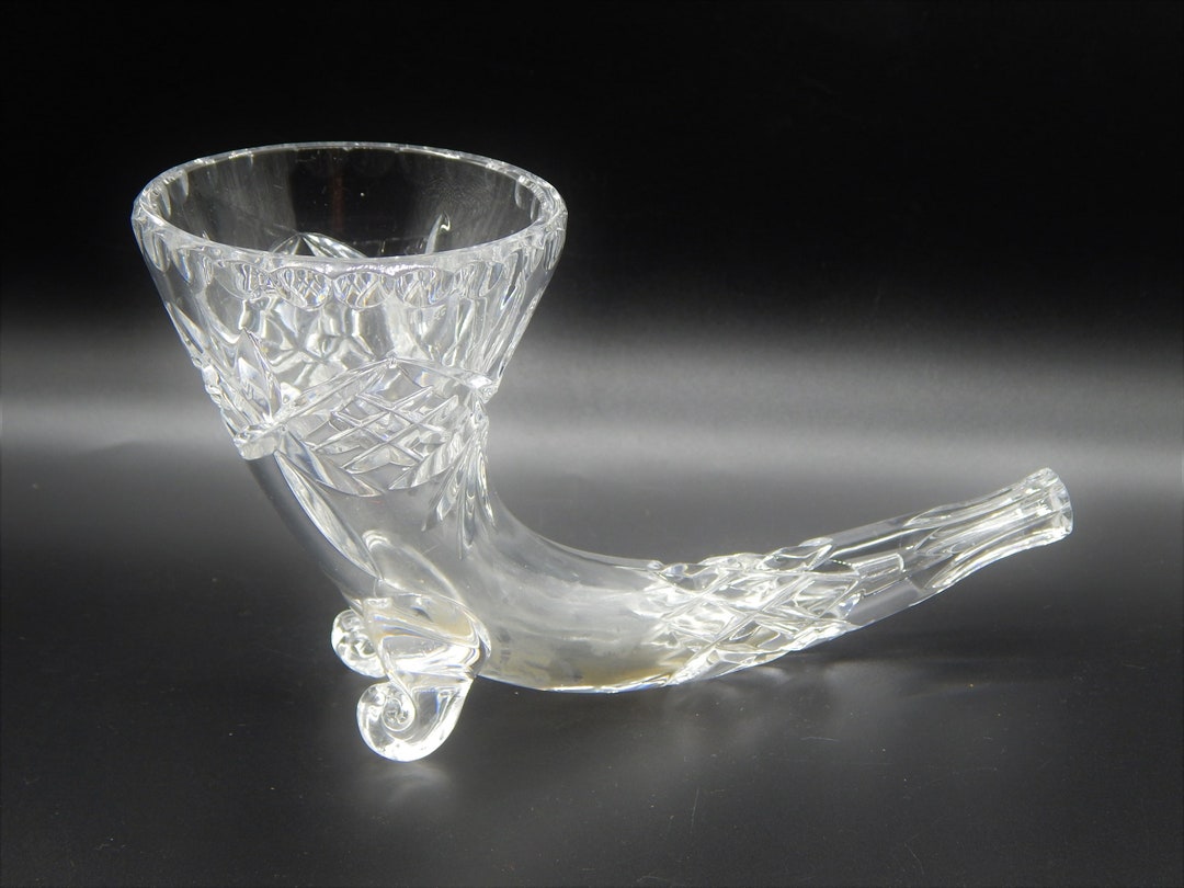 Vintage Cut Crystal Glass Cornucopia Posy Vase, Circa 1970. UK Delivery ...