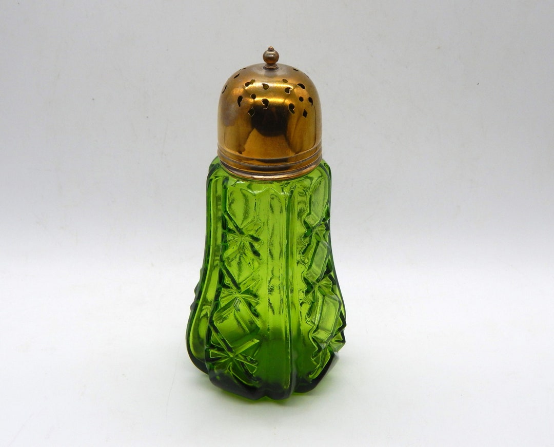 Antique Green Glass Sugar Sifter, Pressed Hobnail Pattern Glass, Circa ...