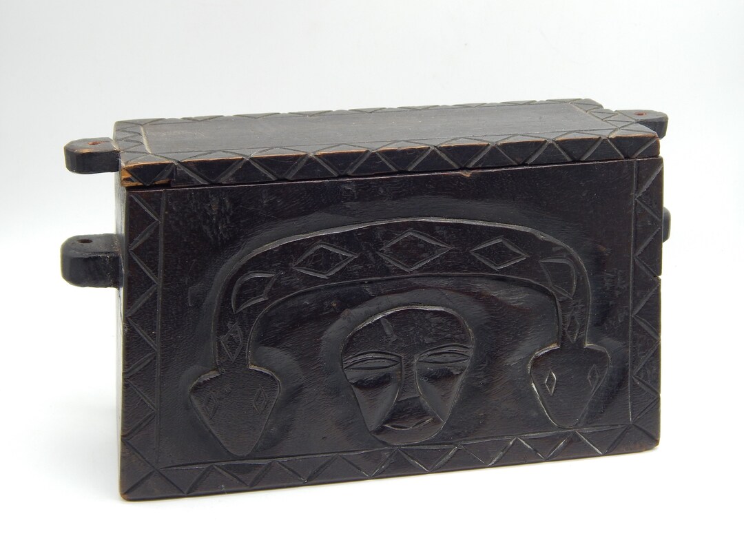 Vintage Taiwanese Wooden Lidded Box Container, Traditional Paiwan ...