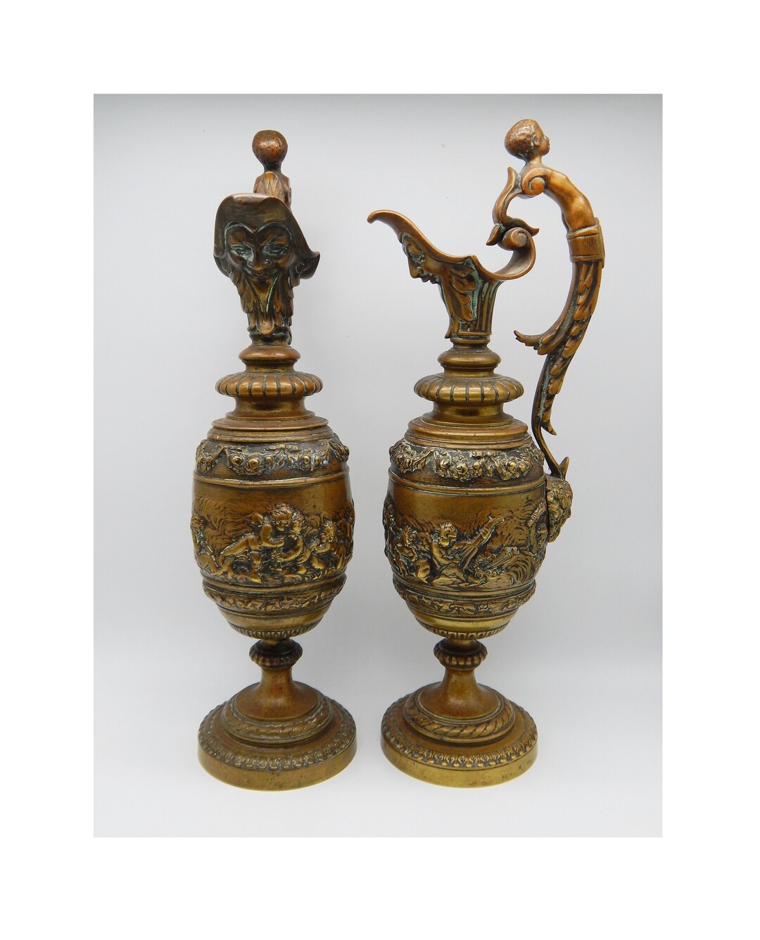 Antique Pair of Bronze Garniture Ewers, French Renaissance Revival ...