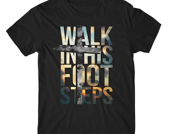 Walk in His Footsteps. Cross Inline Tee. Premium | Etsy