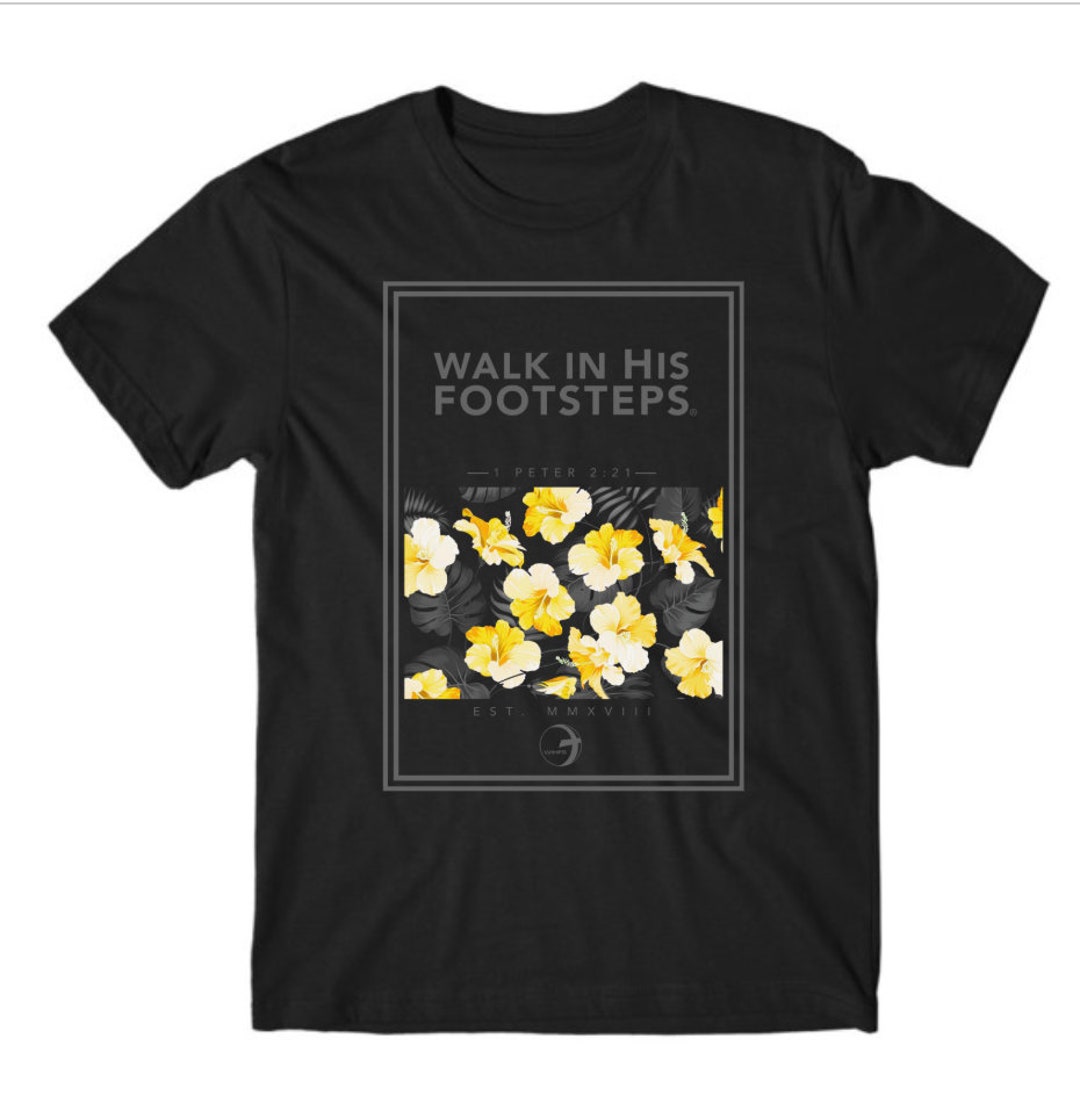 Walk in His Footsteps.mens Premium Christian Shirts, Men's Tropic Frame ...