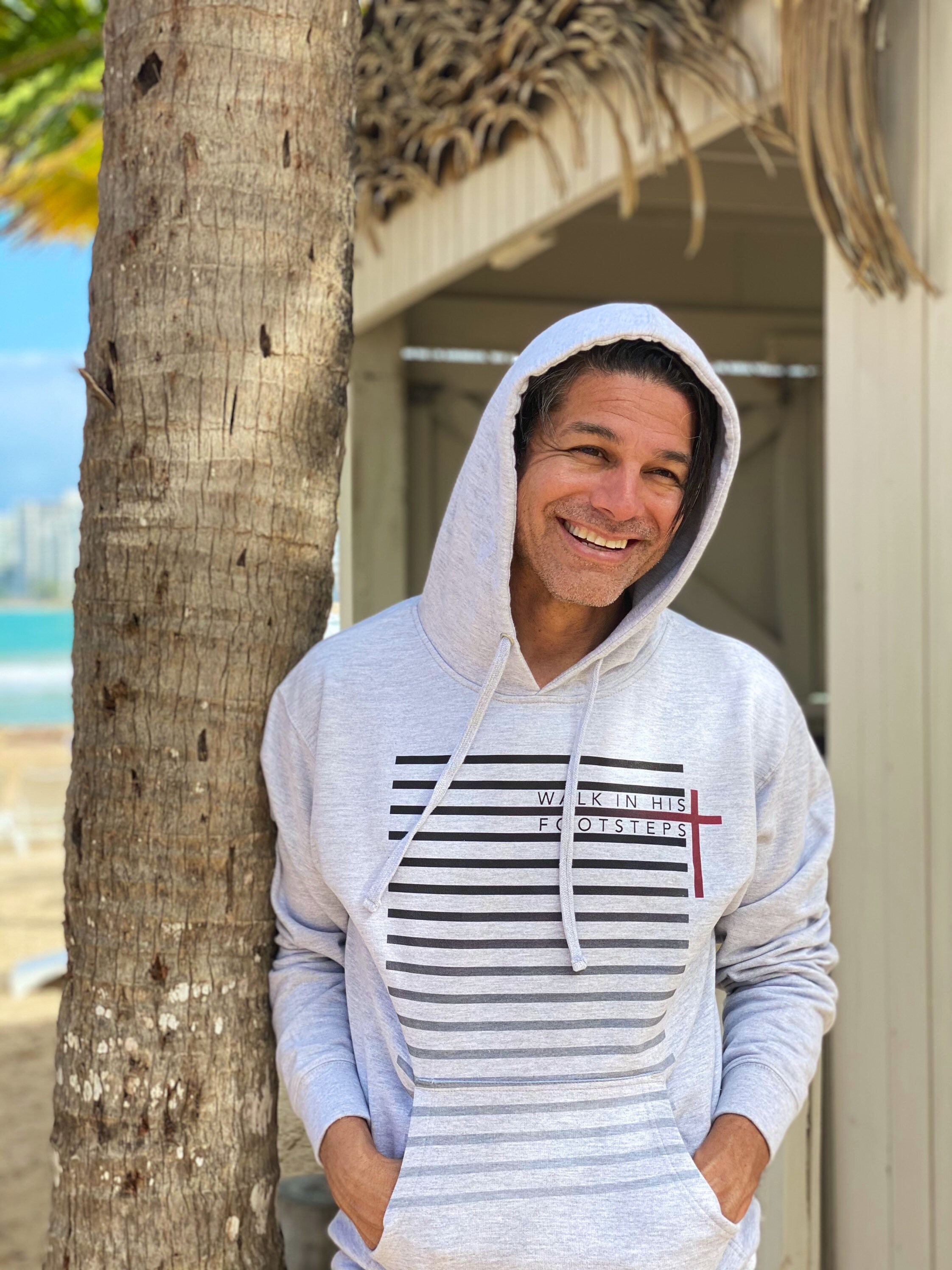Walk in His Footsteps. Cross Inline Hoodie. Premium Men's/unisex ...