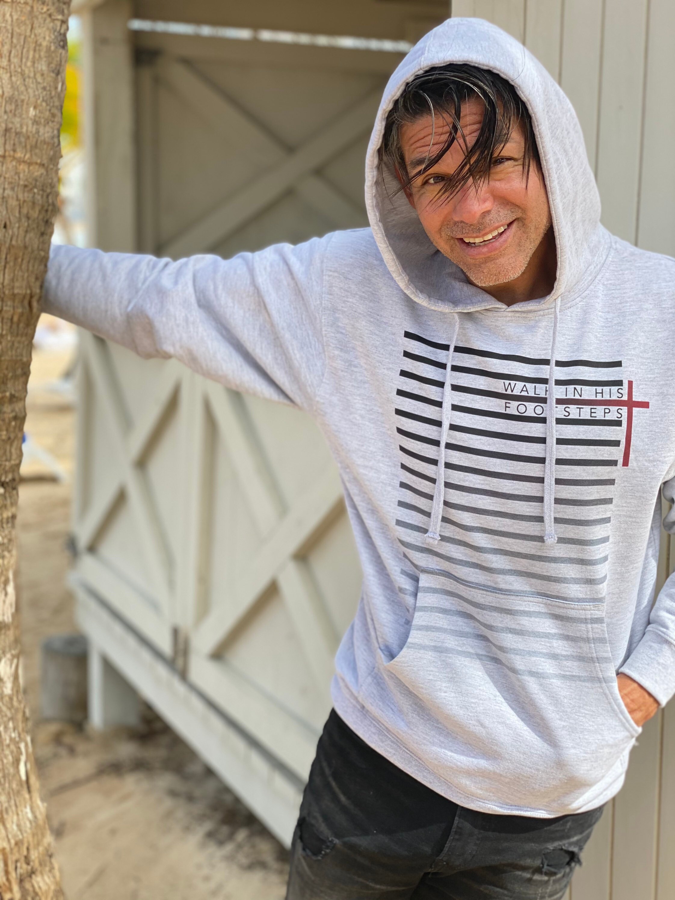 Walk in His Footsteps. Cross Inline Hoodie. Premium - Etsy