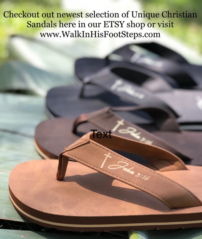 Unique Mens Sandals, Mens Flip Flops, Christian Clothing, John 316 ...