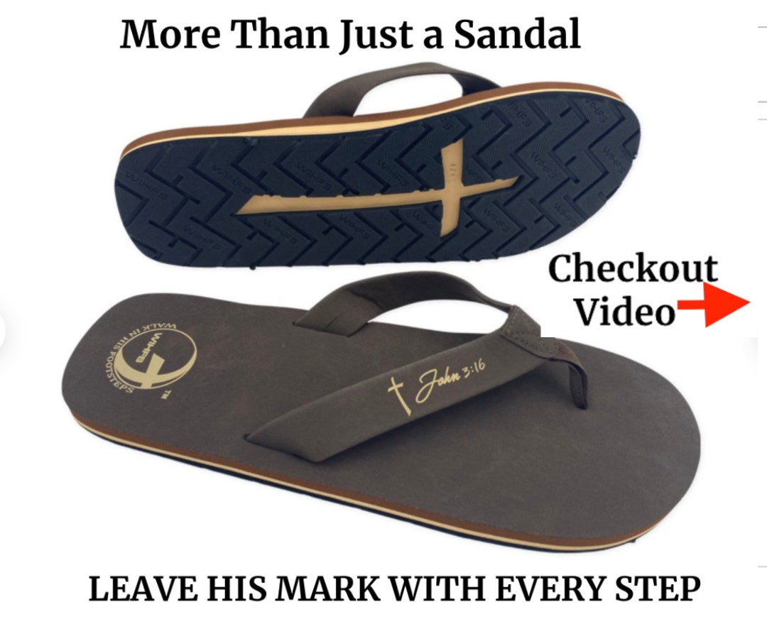 John316 Christian Sandals.dark Brown Men's Sandals.christian Gift ...