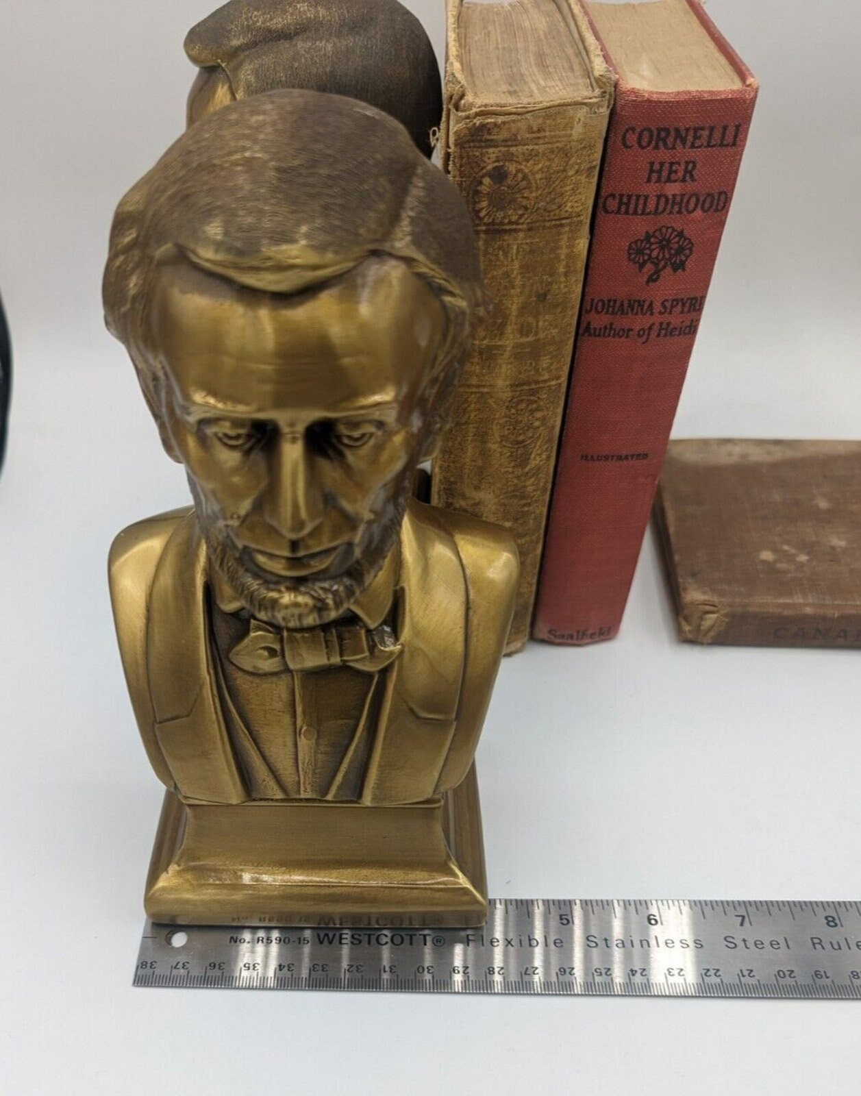 Vintage Set Bookends Sculpture Bust President Abraham Lincoln Bronze ...