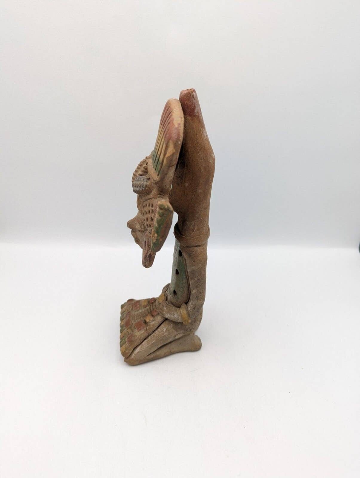 AZTEC Mayan Mexico Clay Flute Folk Art Pottery 8.5" Primitive Vintage ...