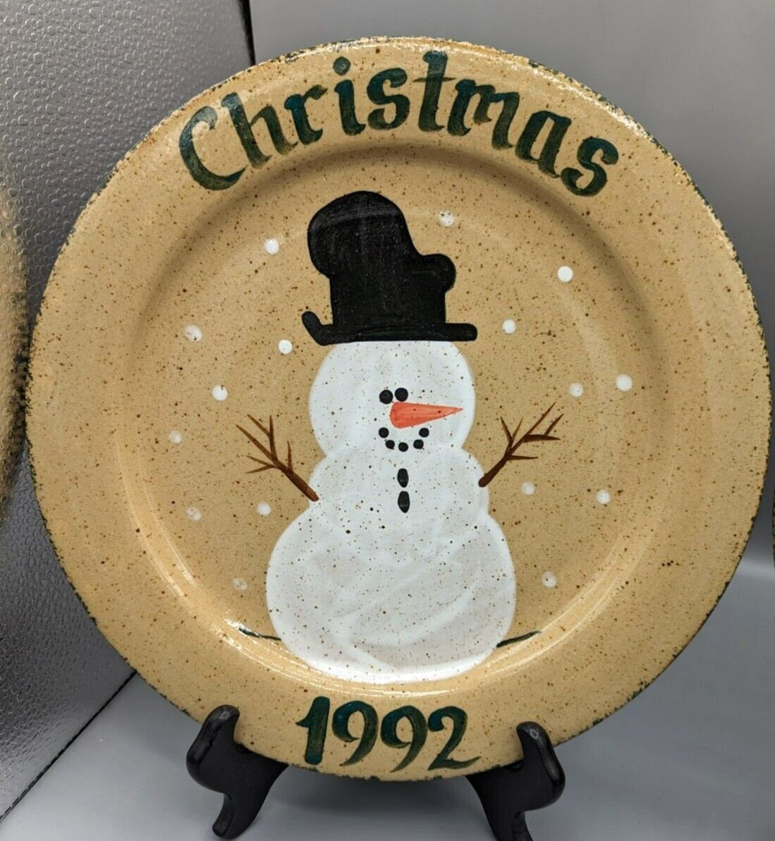 Three Rivers Pottery Christmas Snowman Plate Dish 1992 Amy - Etsy