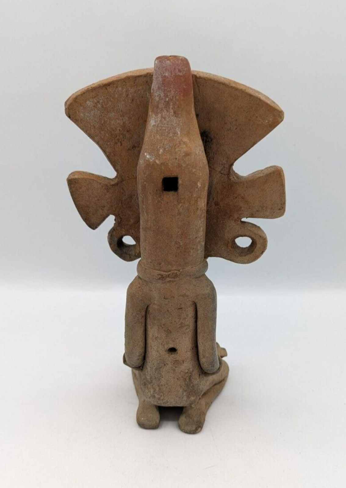 AZTEC Mayan Mexico Clay Flute Folk Art Pottery 8.5" Primitive Vintage ...