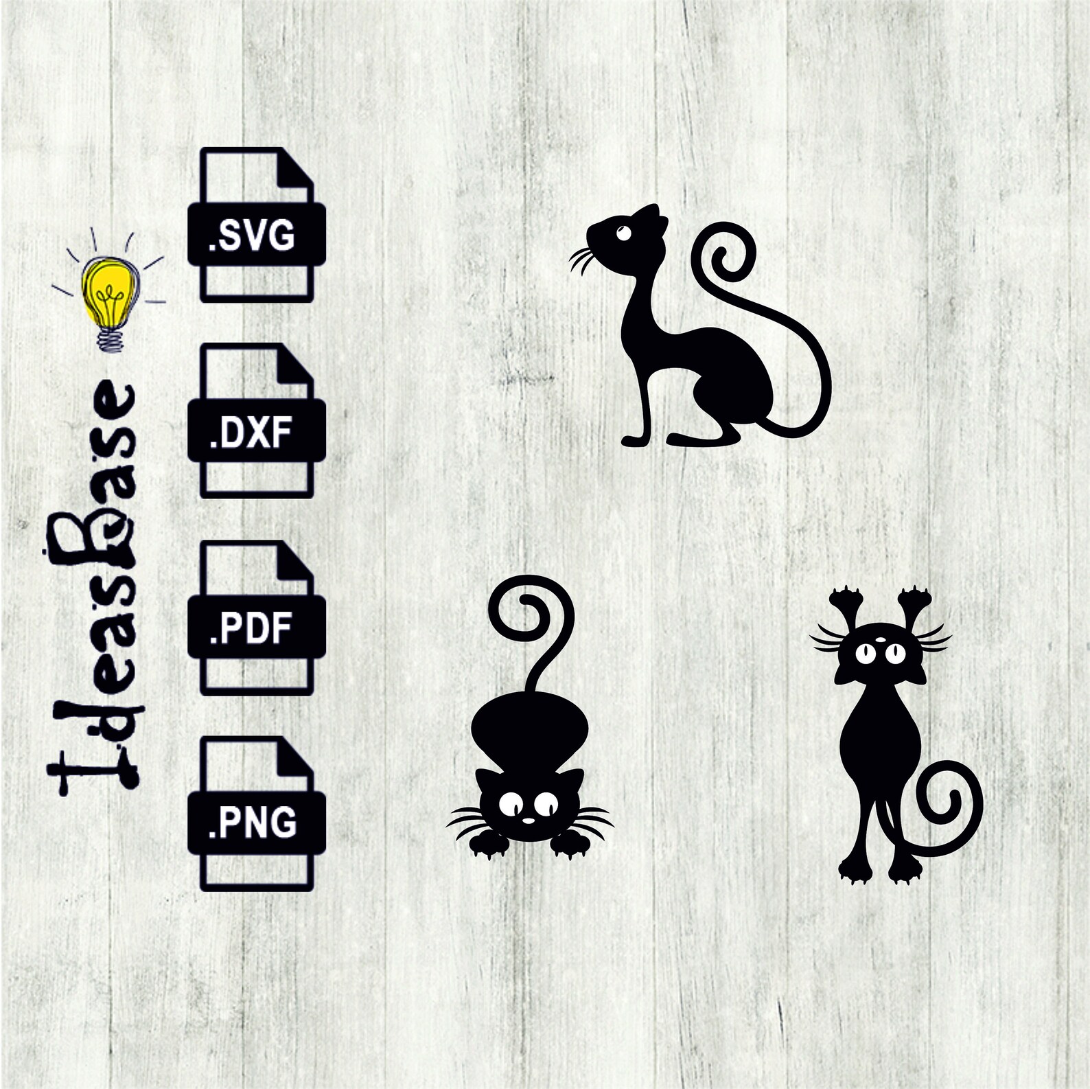 Cat Svg Cats Clipart Cut File Dxf Vector Silhouette | Etsy Israel