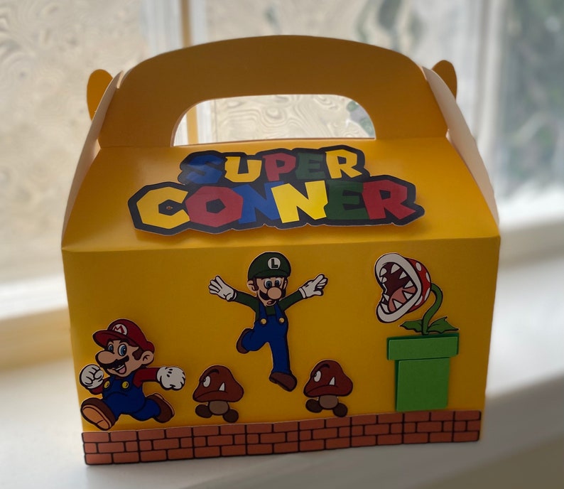 Mario Themed Party Decorations, Super Mario Gable Favor Boxes. - Etsy