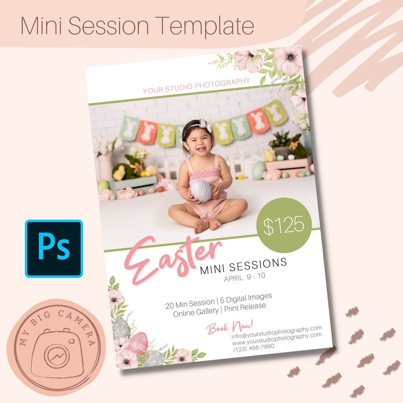 Easter Mini Sessions Promo Template for Photographers, Photoshop .psd ...