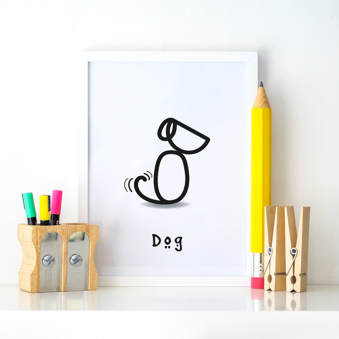 DOG Word Art Print. Dog Illustration. Learn & Spell Using the - Etsy