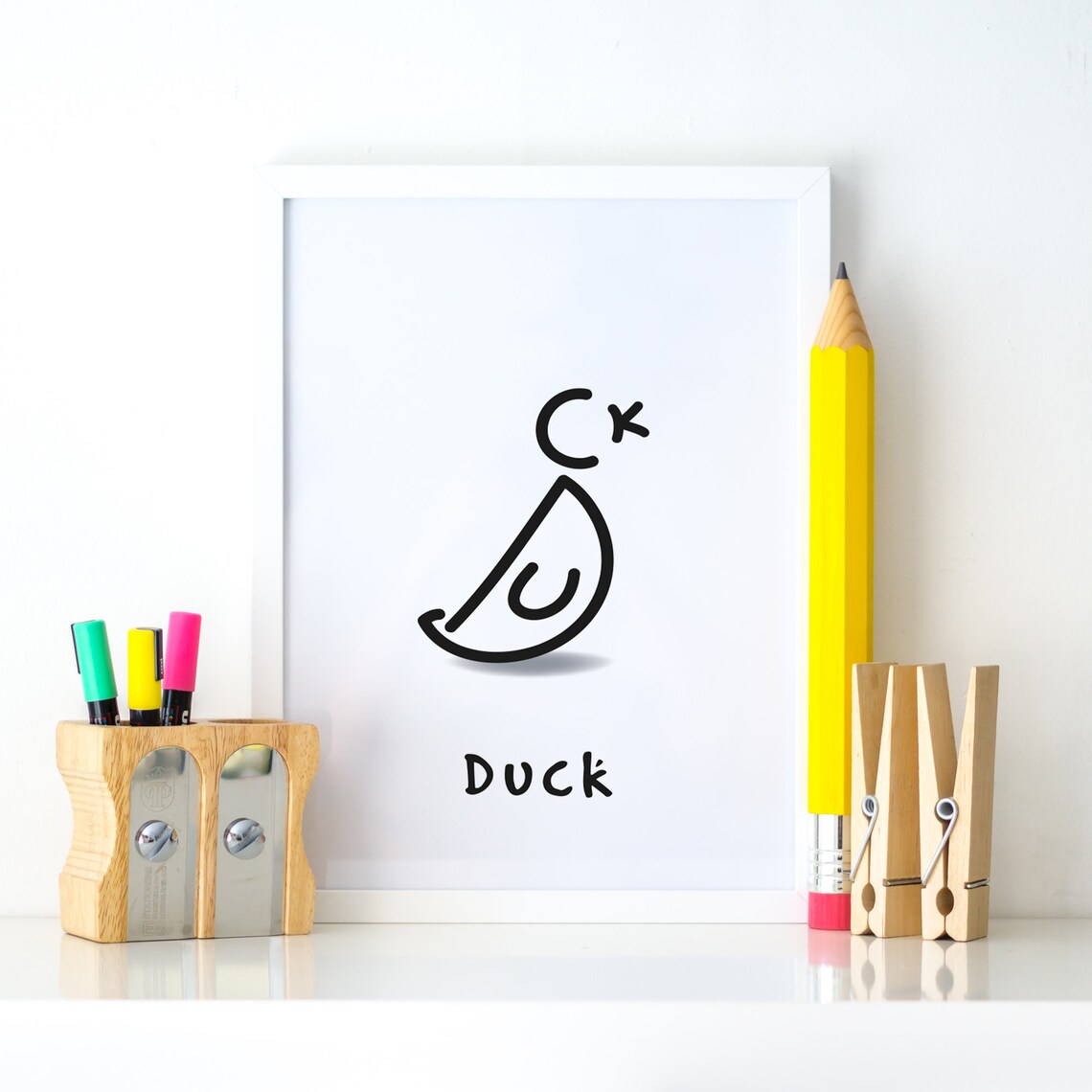DUCK Word Art Print. Duck Illustration. Learn & Spell Using the Letters ...