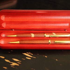 Rosewood Double Pen Set, Pen Box, Natural Wood Two Pen Set * Piano ...