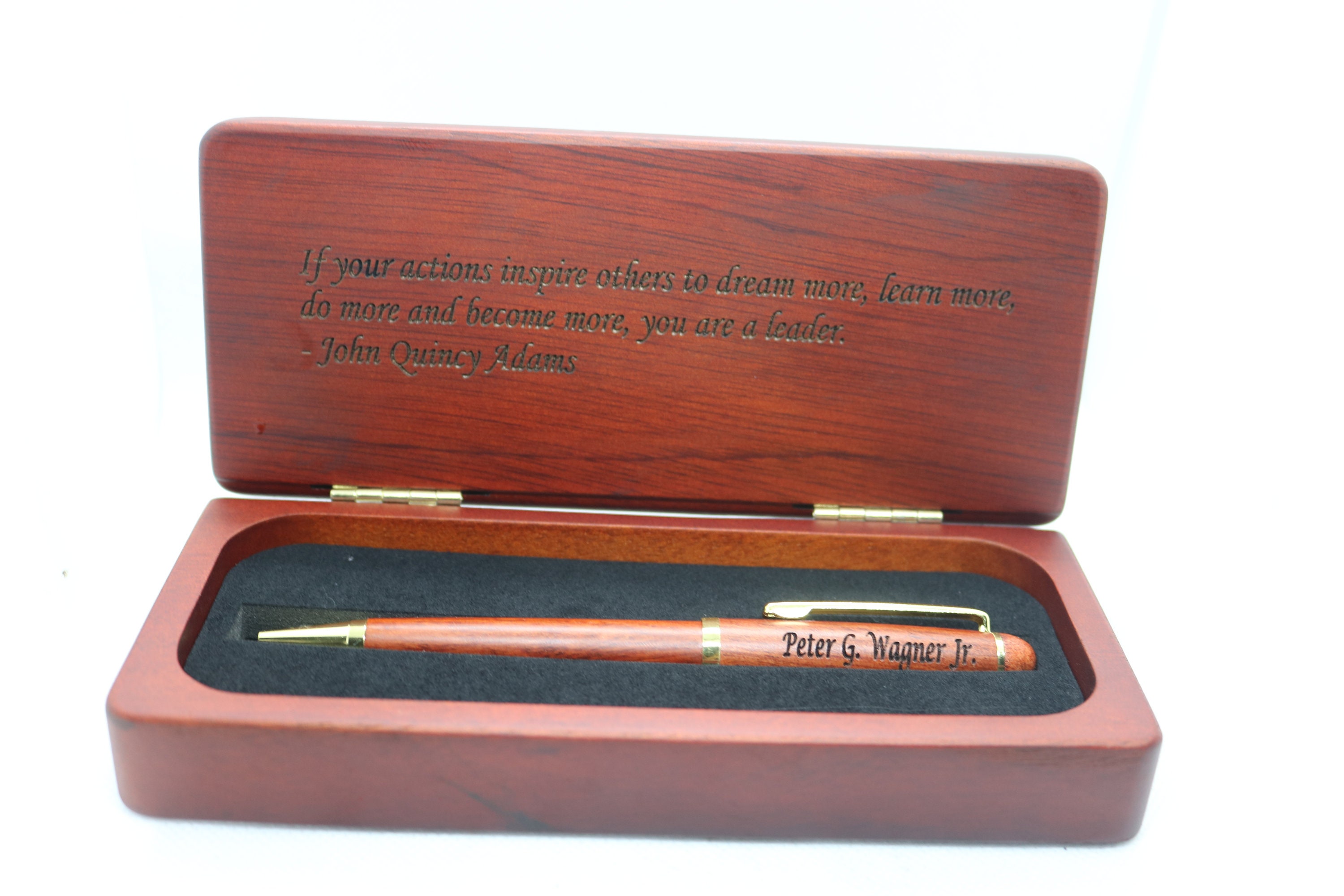 Engraved Wooden Pen Set Monogramed Pen Case Rosewood Pen Box - Etsy
