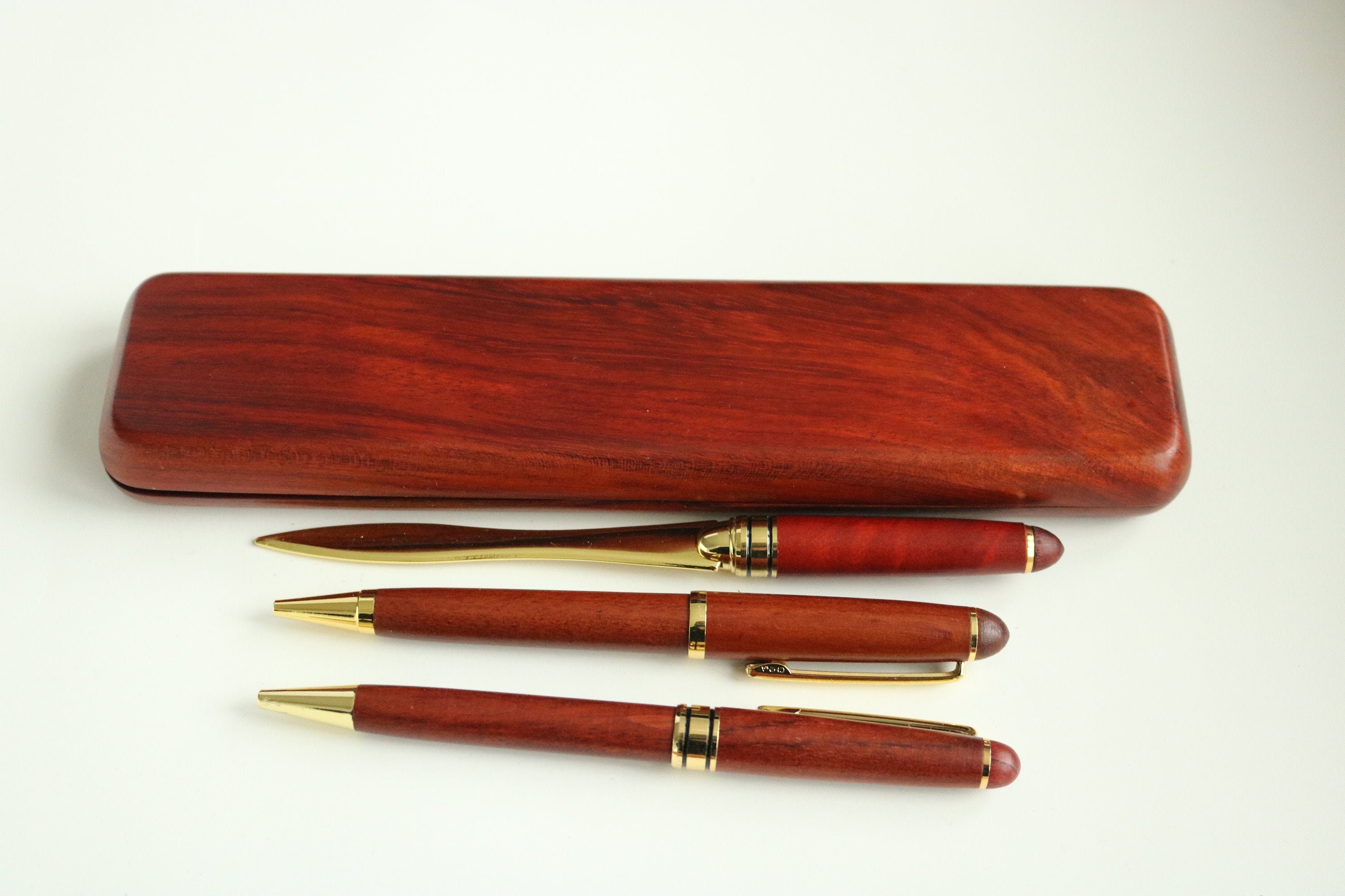 Personalized Rosewood Double Pen Set Case Monogrammed Long | Etsy