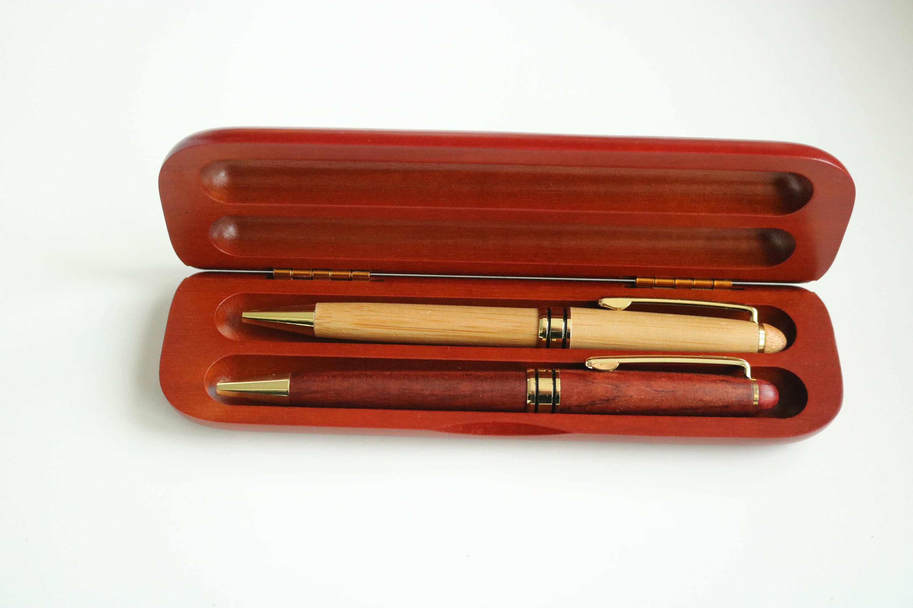 Monogrammed Rosewood Double Pen Case Set Pens With Choice | Etsy