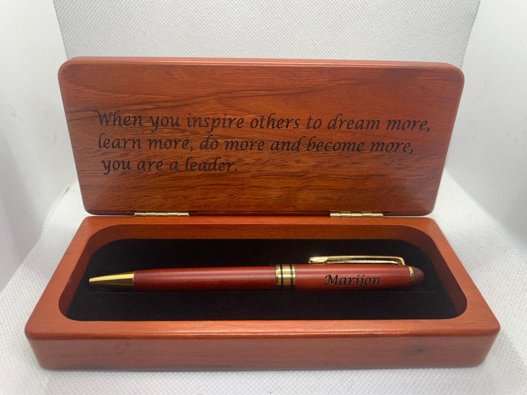 Engraved Wooden Pen Set Monogramed Pen Case Rosewood Pen Box Maple Pen ...