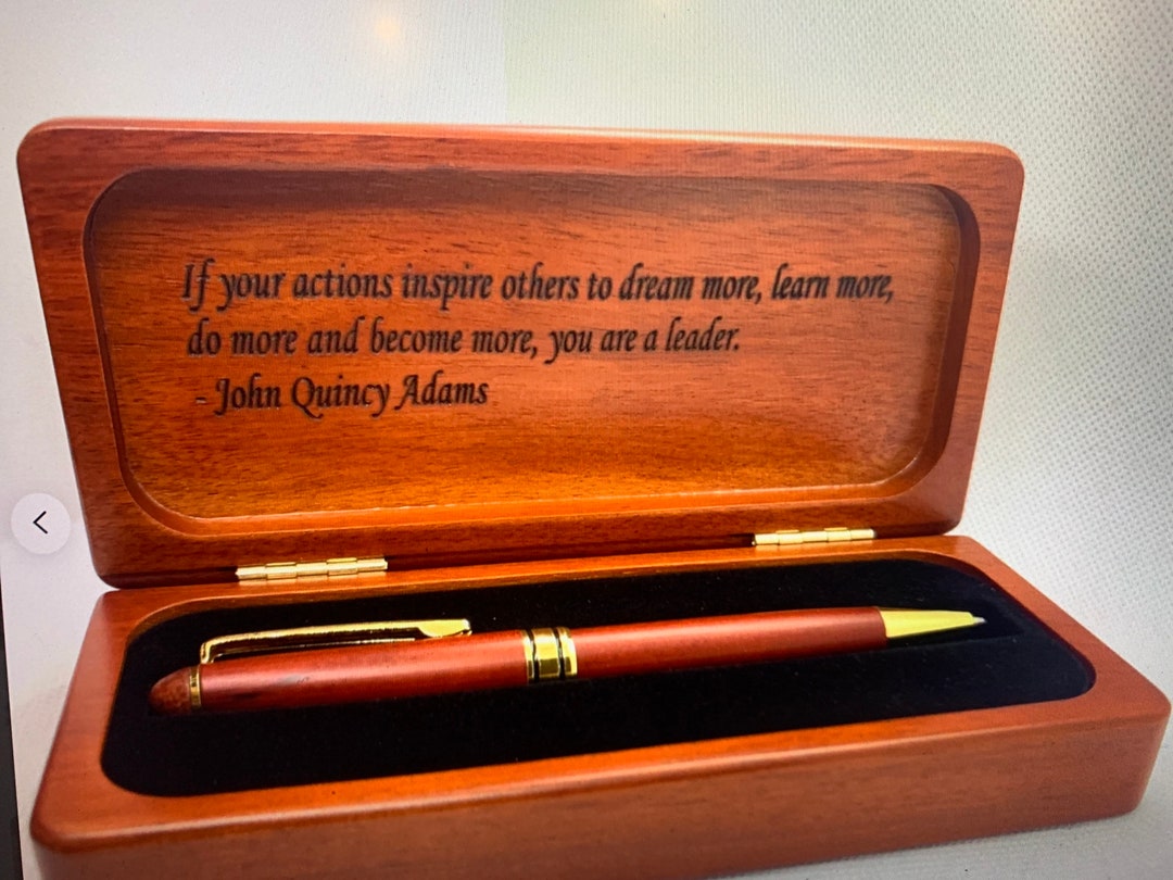 Engraved Wooden Pen Set Monogramed Pen Case Rosewood Pen Box Maple Pen ...