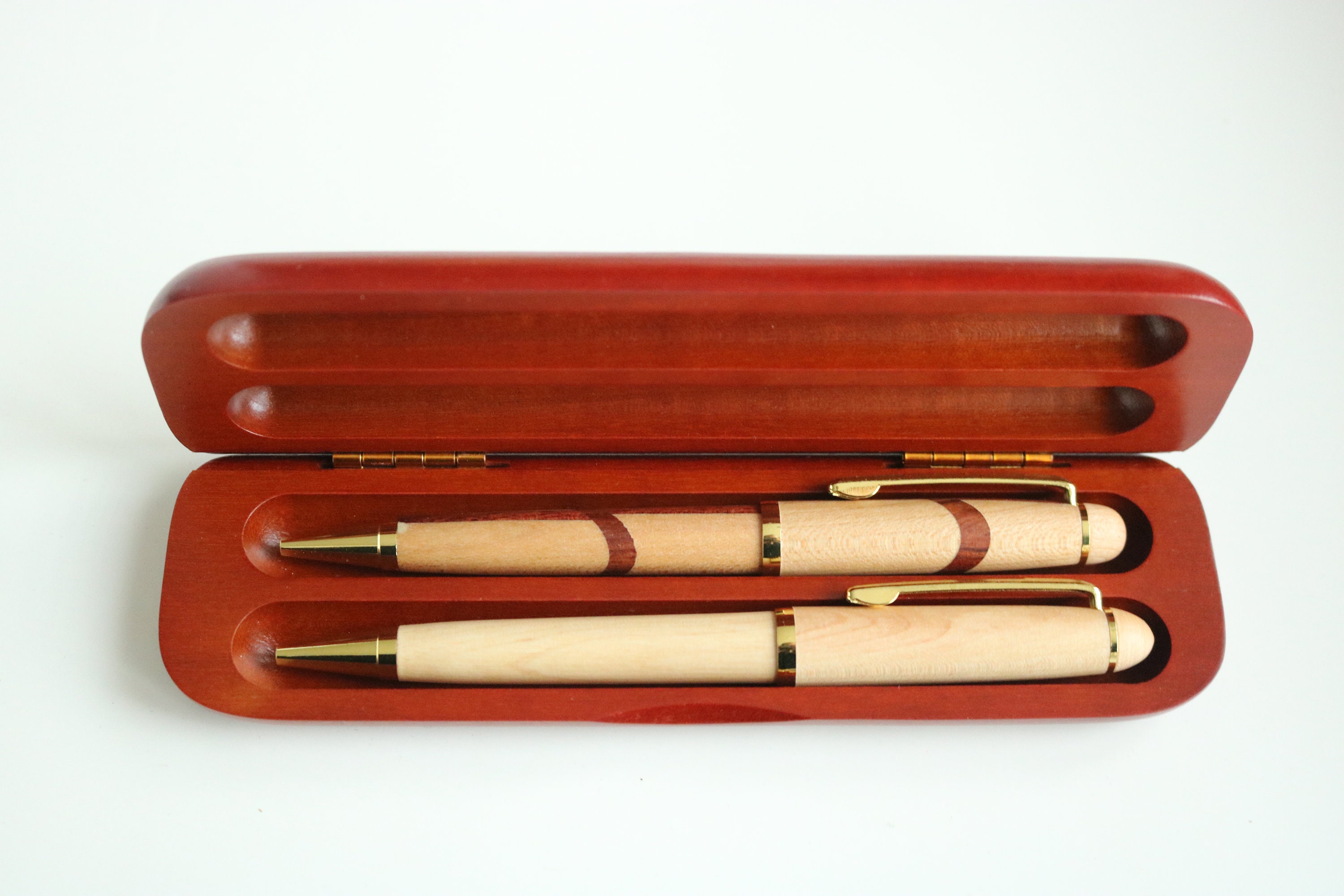 Monogrammed Rosewood Double Pen Case Set Pens With Choice Etsy