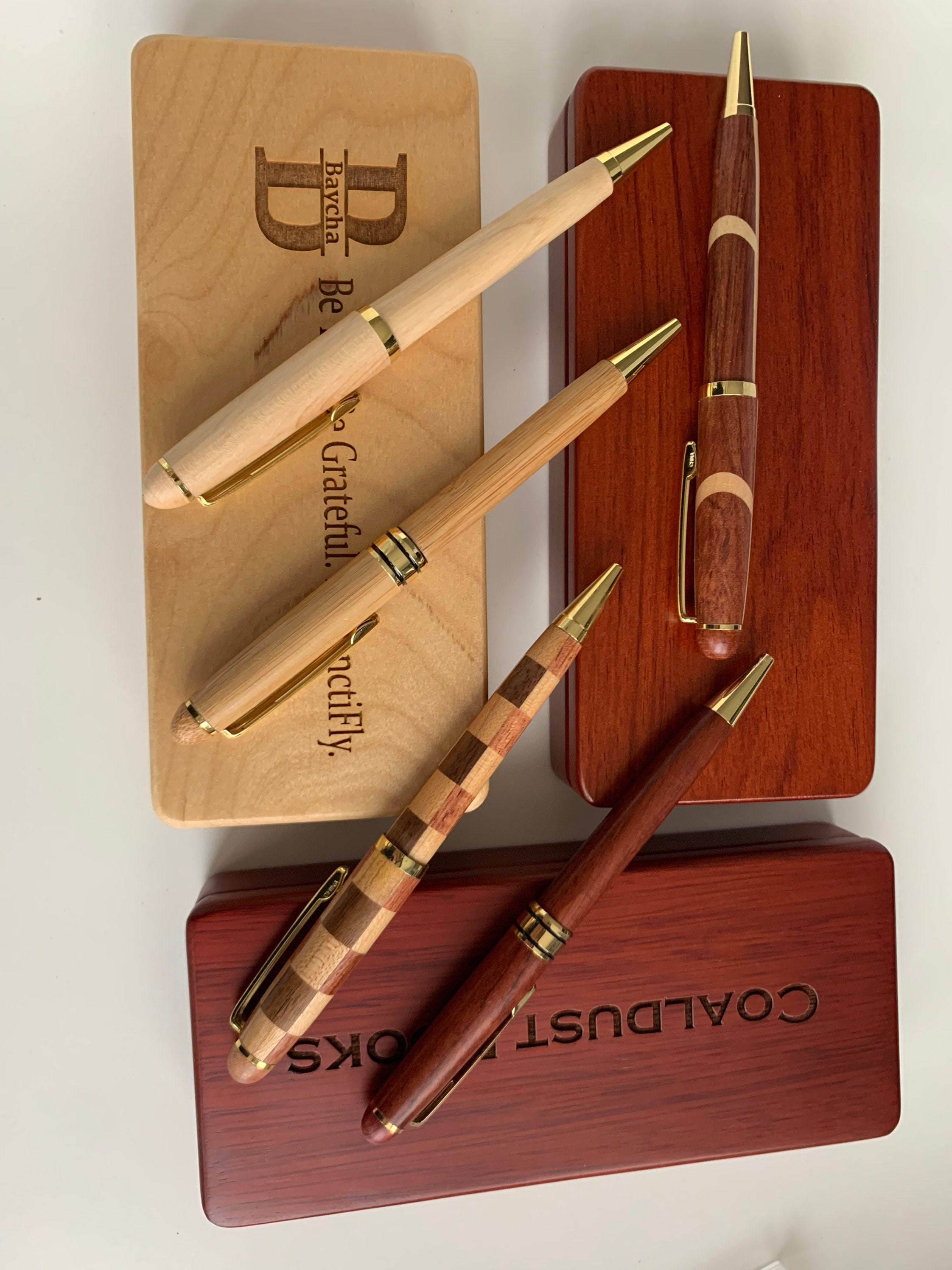 Personalized Pen Case Rosewood Pen Box Natural Wood Custom Pen Set ...