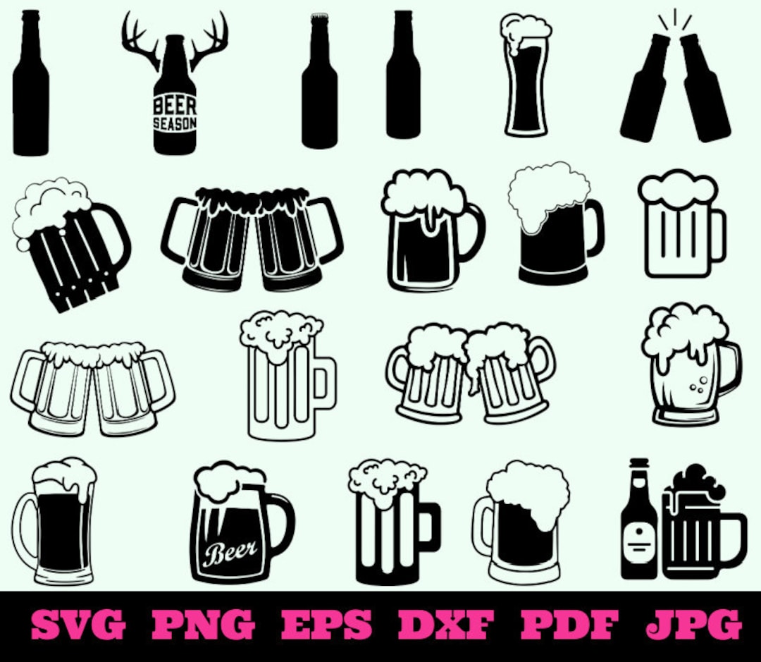 Beer Silhouette | Beer Cut Files | Alcohol Silhouette | Drinking ...