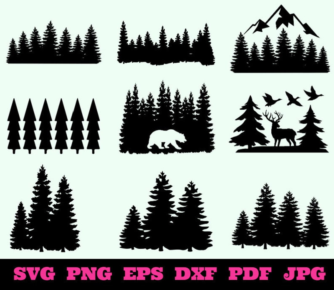FOREST SVG Bundle, Forest Clipart, Tree SVG, Woods Svg, Forest Cut ...