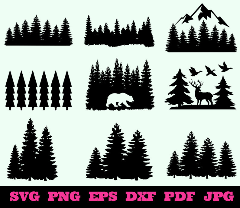 FOREST SVG Bundle, Forest Clipart, Tree SVG, Woods Svg, Forest Cut ...