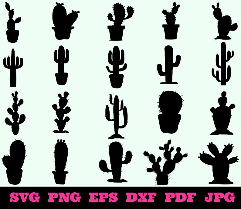Cactus SVG - Cactus Silhouette - SVG Cut Files - Cactus Bundle SVG ...