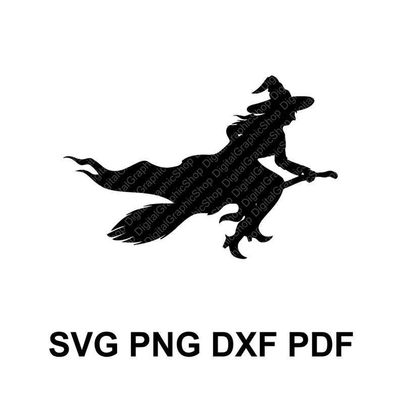 Hexe Silhouette Svg / Halloween Svg / Hexe auf Besen / Clipart | Etsy